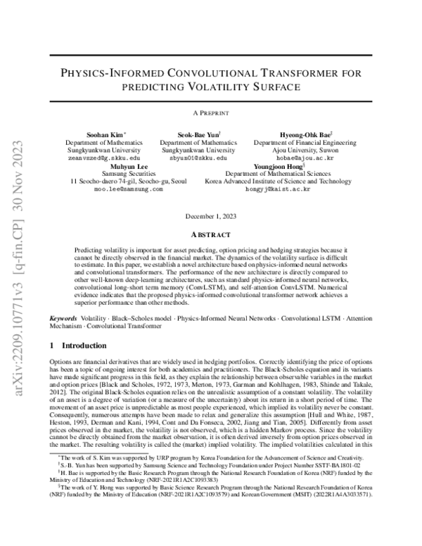 Pdf Physics Informed Convolutional Transformer For Predicting Volatility Surface Hyeong Ohk