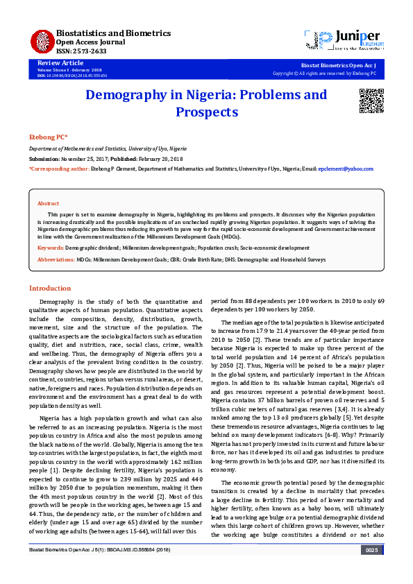 (PDF) Demography in Nigeria: Problems and Prospects