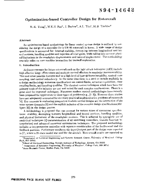 (PDF) Optimization-based controller design for rotorcraft