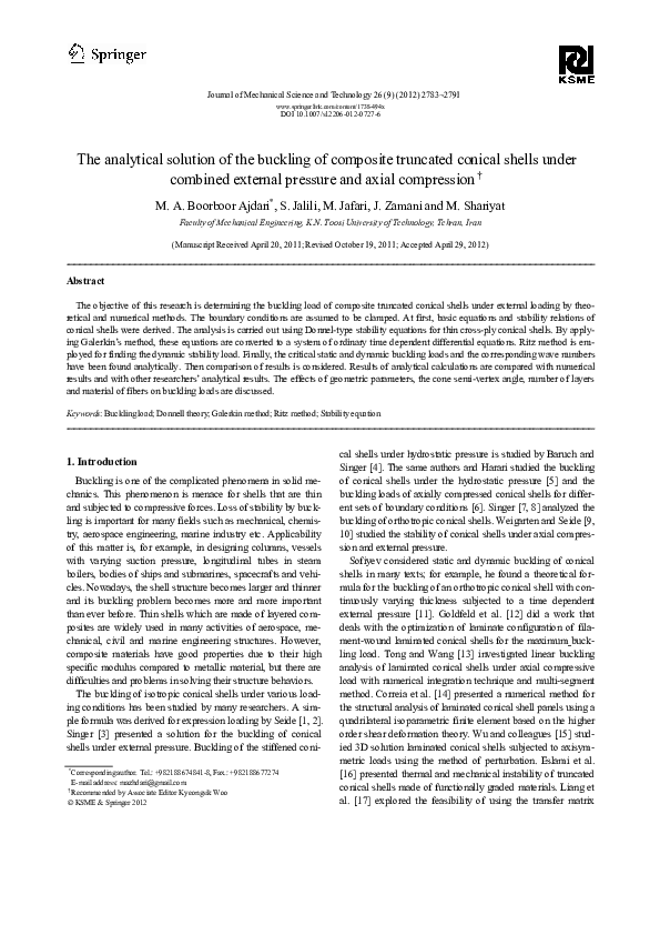 (PDF) The analytical solution of the buckling of composite truncated ...
