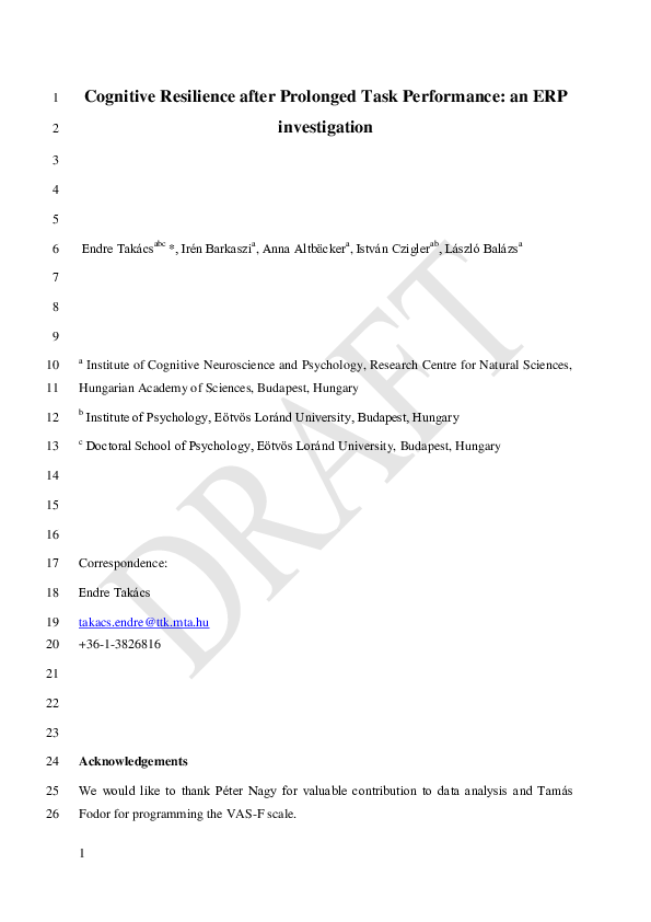 (PDF) Cognitive resilience after prolonged task performance: an ERP ...
