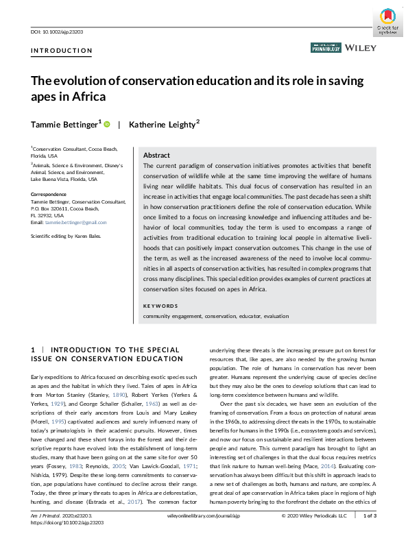 (PDF) The evolution of conservation education and its role in saving ...