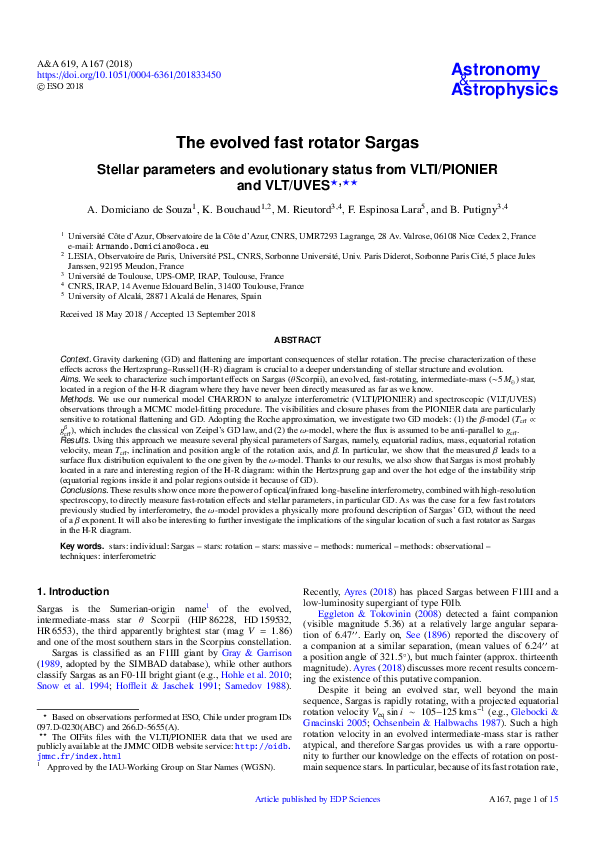 (PDF) The evolved fast rotator Sargas