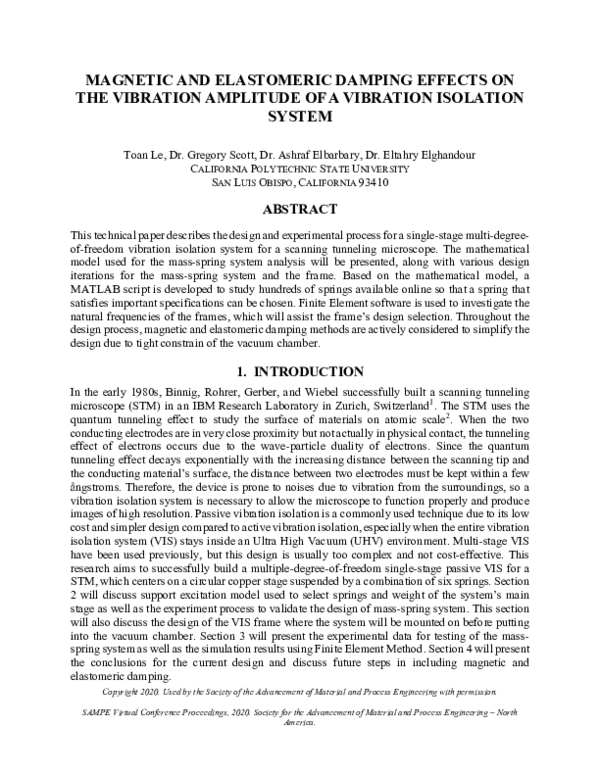(PDF) Magnetic and Elastomeric Damping Effects on the Vibration Amplitude of a Vibration ...
