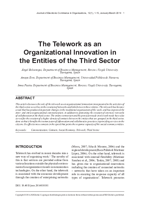 (PDF) The Telework as an Organizational Innovation in the Entities of ...