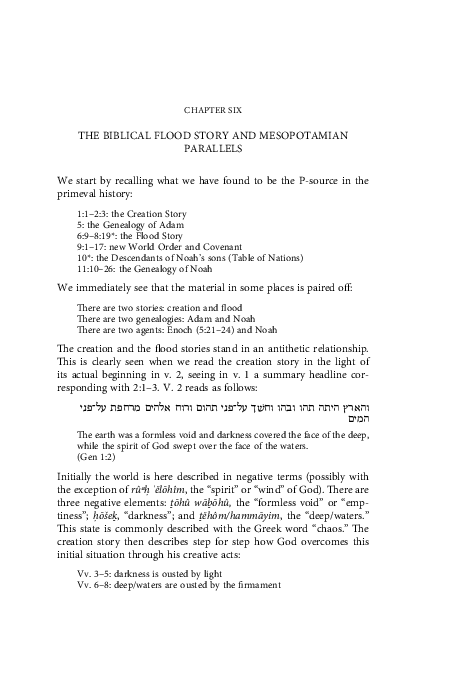 (PDF) The Biblical Flood Story And Mesopotamian Parallels