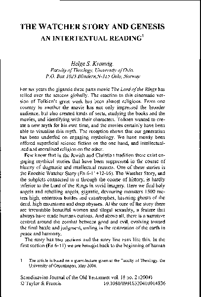 (PDF) The watcher story and genesis an intertextual reading