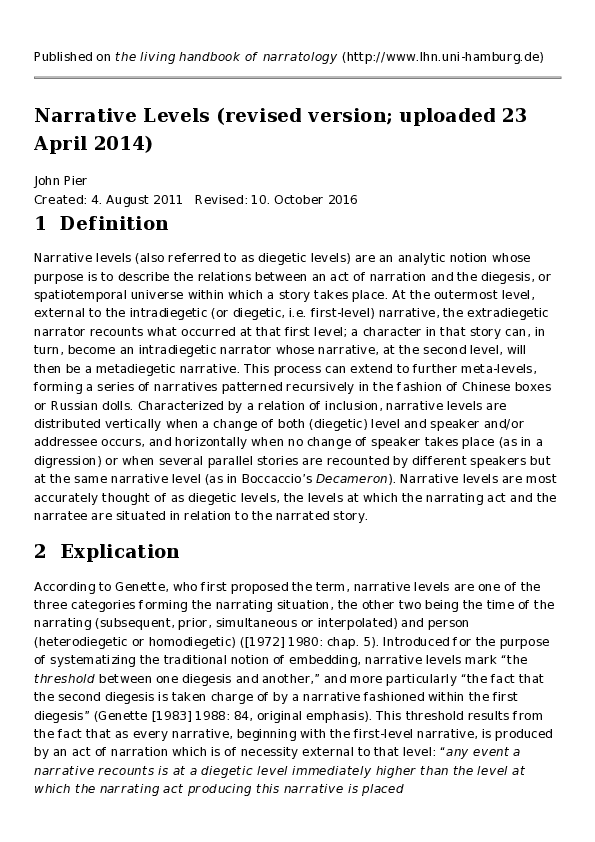 (PDF) Narrative Levels (revised version; uploaded 23