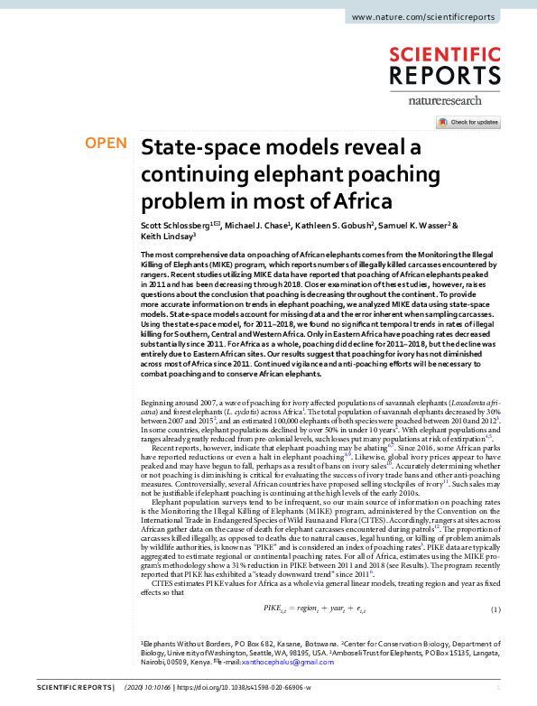 (PDF) State-space models reveal a continuing elephant poaching problem ...
