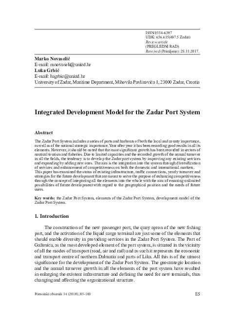 (PDF) Integrated Development Model for the Zadar Port System