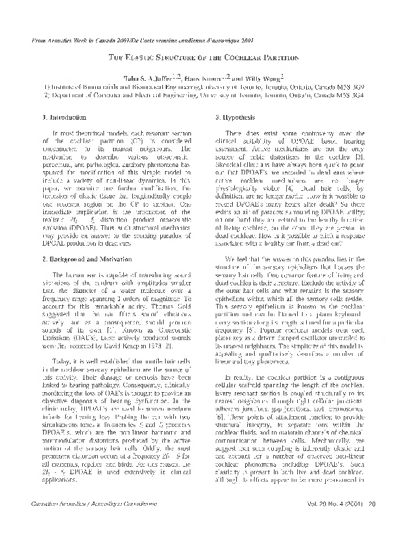 (PDF) The elastic structure of the cochlear partition