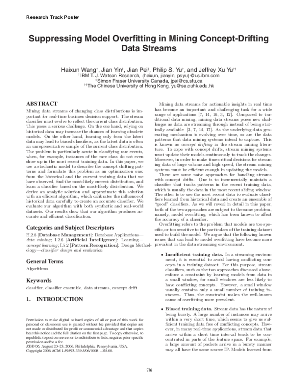 Pdf Suppressing Model Overfitting In Mining Concept Drifting Data Streams Philip Yu