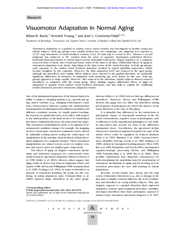 (PDF) Visuomotor Adaptation in Normal Aging