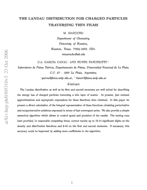(PDF) The Landau Distribution