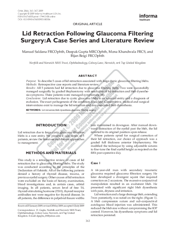 (PDF) Lid Retraction Following Glaucoma Filtering Surgery: A Case ...