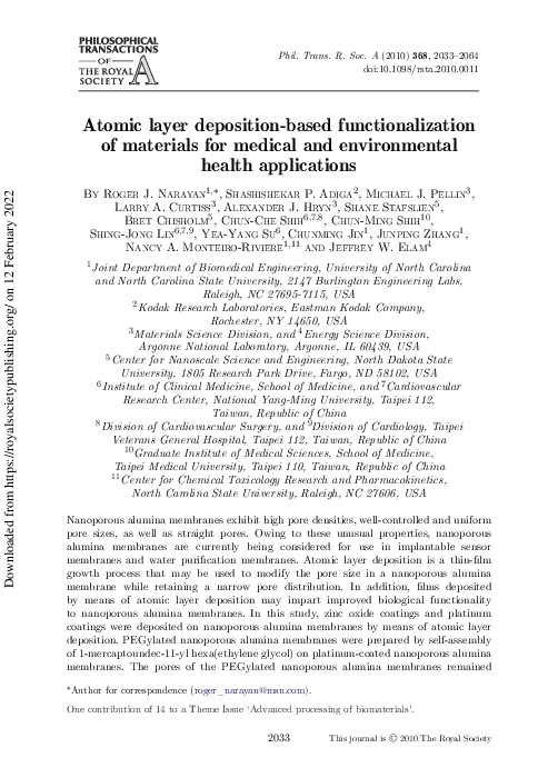(PDF) Atomic layer deposition-based functionalization of materials for ...