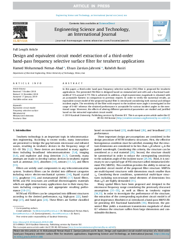 Pdf Design And Equivalent Circuit Model Extraction Of A Broadband Graphene Metasurface