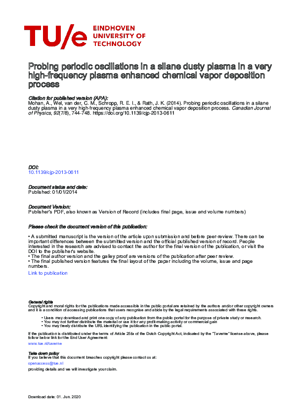 (PDF) Probing periodic oscillations in a silane dusty plasma in a very ...