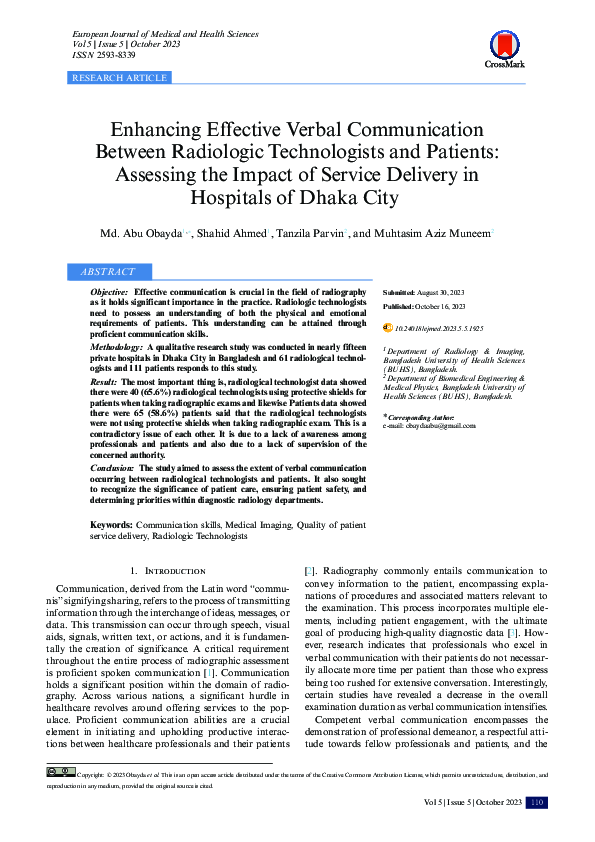 (PDF) Enhancing Effective Verbal Communication Between Radiologic ...