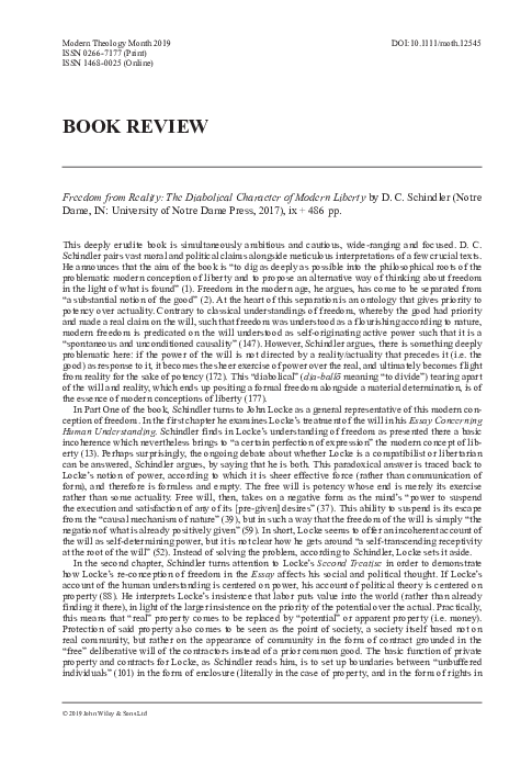 (PDF) Freedom from Reality: The Diabolical Character of Modern Liberty ...