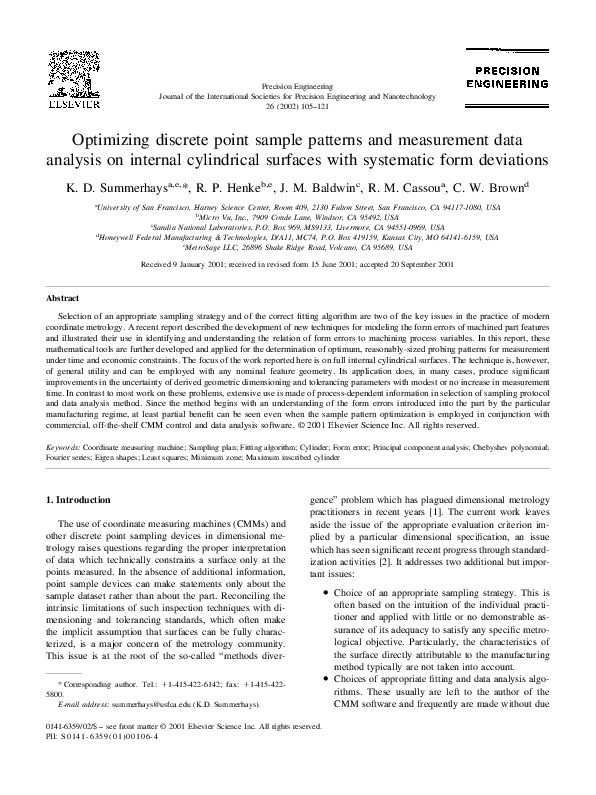 (PDF) Optimizing Sampling for Cylindrical Surface Measurement
