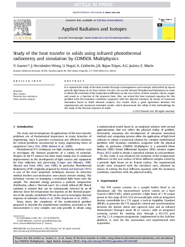 (PDF) Study of the heat transfer in solids using infrared photothermal ...