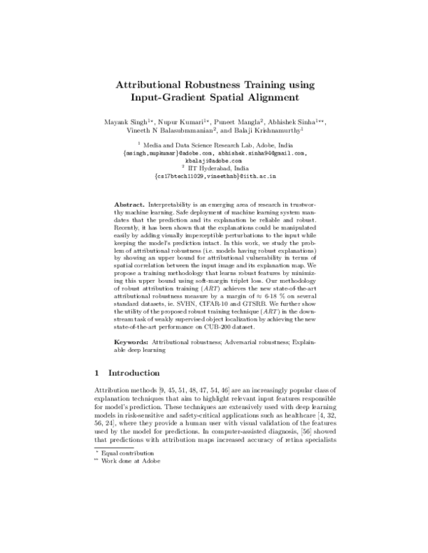 (PDF) Attributional Robustness Training Using Input-Gradient Spatial Alignment