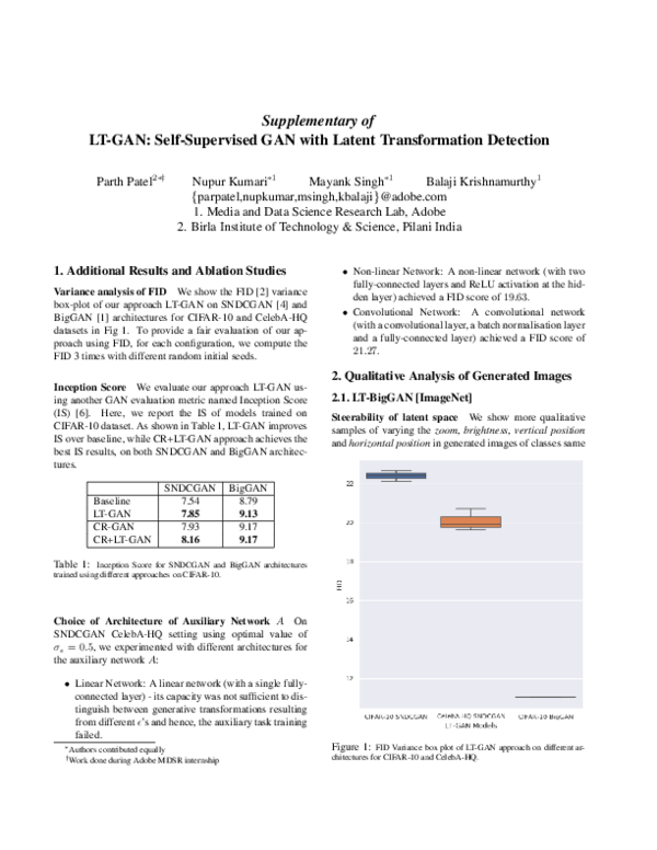 (PDF) LT-GAN: Self-Supervised GAN with Latent Transformation Detection
