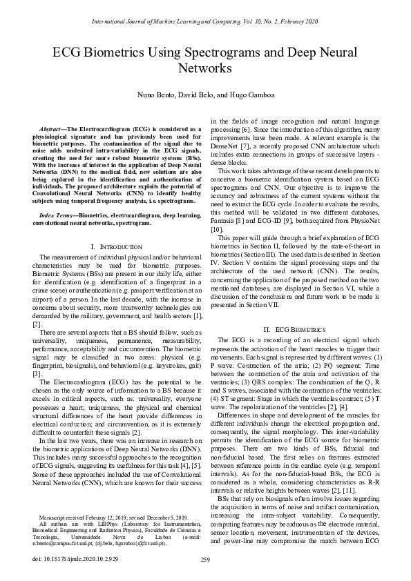 (PDF) ECG Biometrics Using Spectrograms and Deep Neural Networks