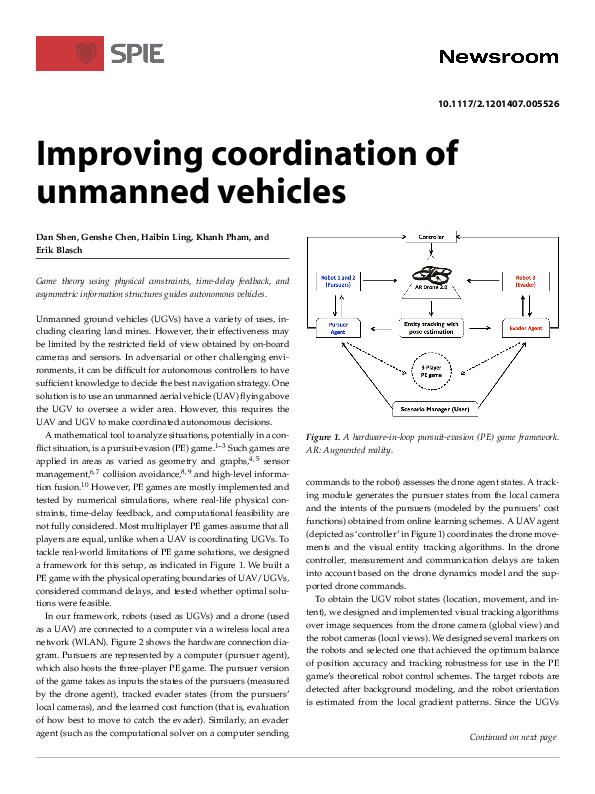 Pdf Improving Coordination Of Unmanned Vehicles