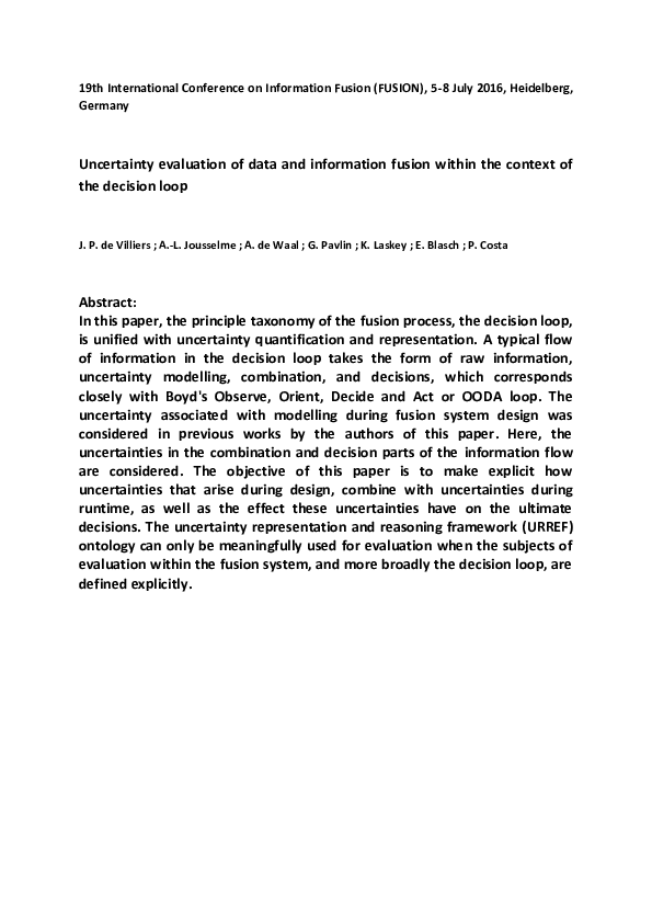 (PDF) Uncertainty evaluation of data and information fusion within the ...