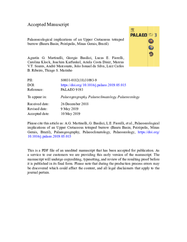 (PDF) Palaeoecological implications of an Upper Cretaceous tetrapod ...