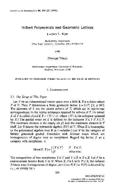 (PDF) Hilbert polynomials and geometric lattices