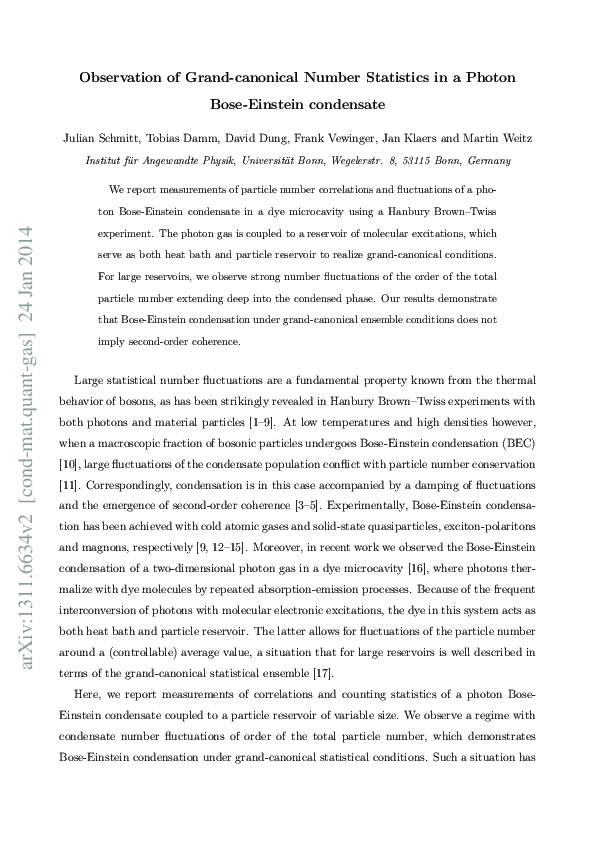 (PDF) Observation of Grand-Canonical Number Statistics in a Photon Bose ...