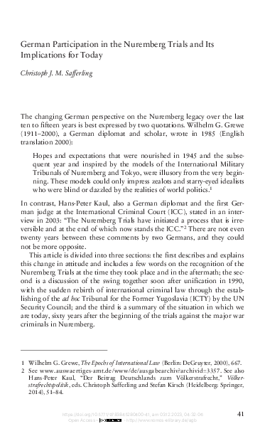 (PDF) German Participation in the Nuremberg Trials and Its Implications ...