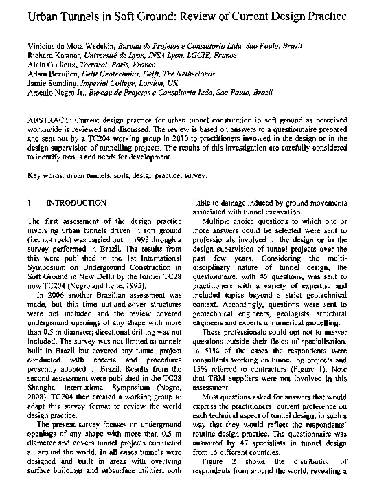 (PDF) Urban tunnels in soft ground