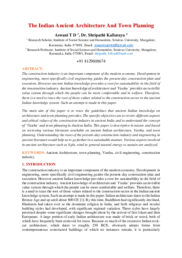 (PDF) The Indian Ancient Architecture And Town Planning