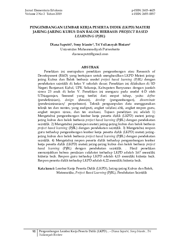 (PDF) PENGEMBANGAN LEMBAR KERJA PESERTA DIDIK (LKPD) MATERI JARING-JARING KUBUS DAN BALOK ...