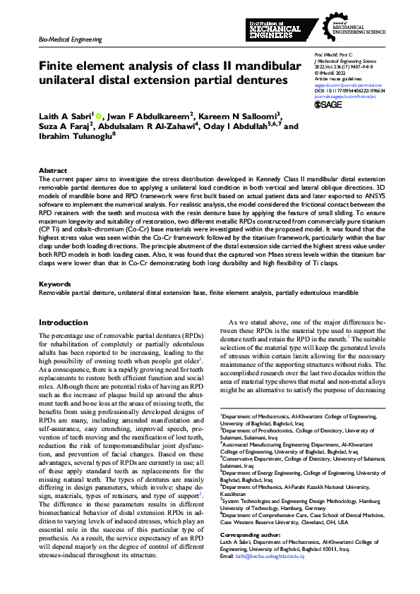 (PDF) Finite element analysis of class II mandibular unilateral distal ...