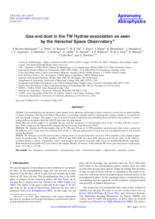 (PDF) Gas and dust in the TW Hydrae association as seen by ...