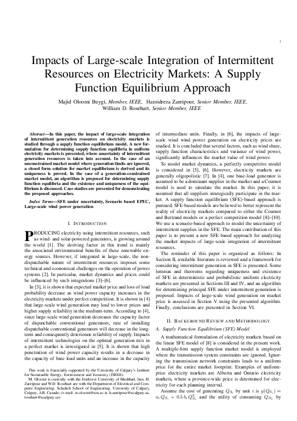 (PDF) Impacts of Large-Scale Integration of Intermittent Resources on ...