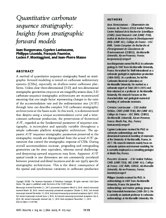 (PDF) Quantitative carbonate sequence stratigraphy: Insights from stratigraphic forward models