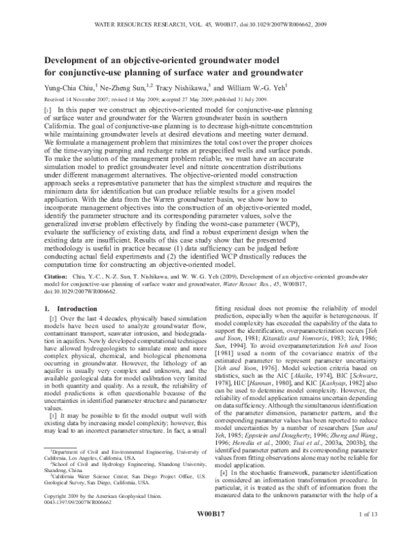 (PDF) Development of an objective-oriented groundwater model for ...