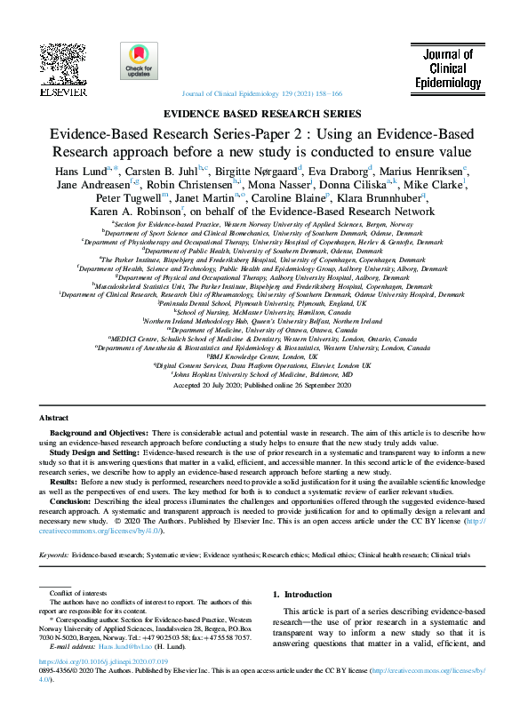 (PDF) Evidence-Based Research Series-Paper 2 : Using an Evidence-Based ...