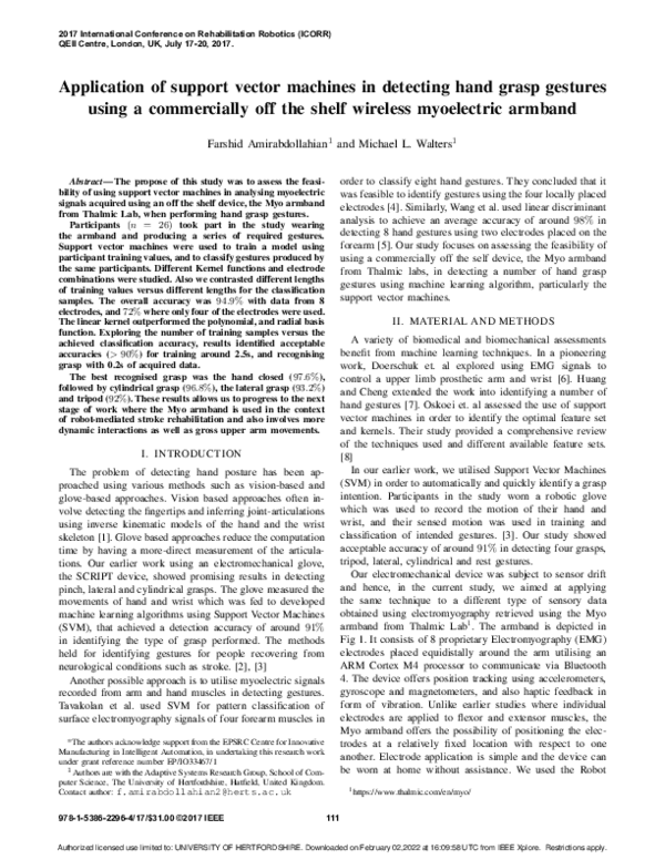 (PDF) Application of support vector machines in detecting hand grasp gestures using a ...