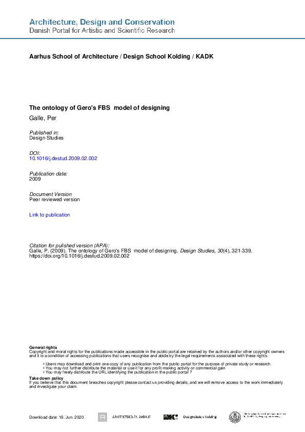 The ontology of Gero's FBS model of designing