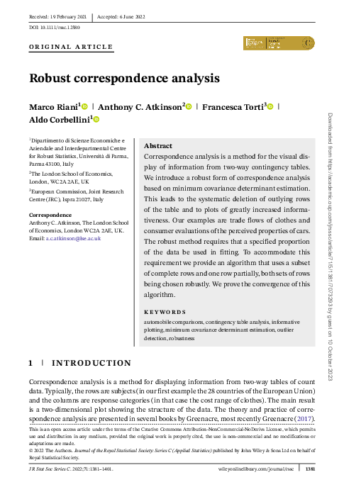 (PDF) Robust Correspondence Analysis
