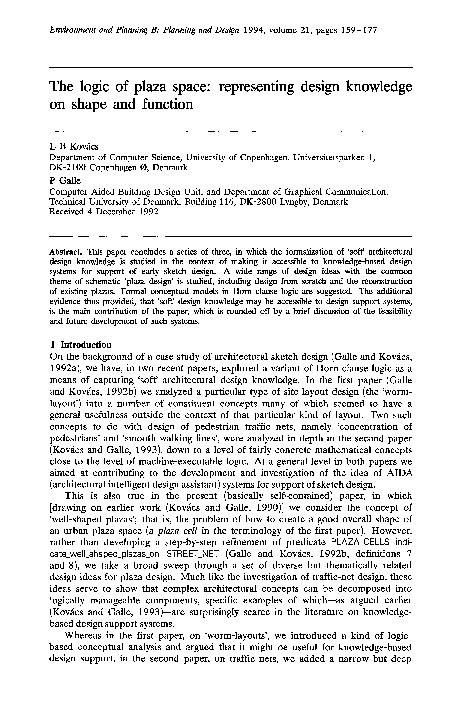 (PDF) The logic of plaza space: representing design knowledge on shape ...