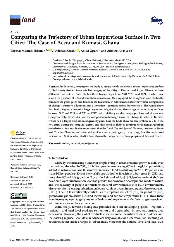 (PDF) Comparing the Trajectory of Urban Impervious Surface in Two ...