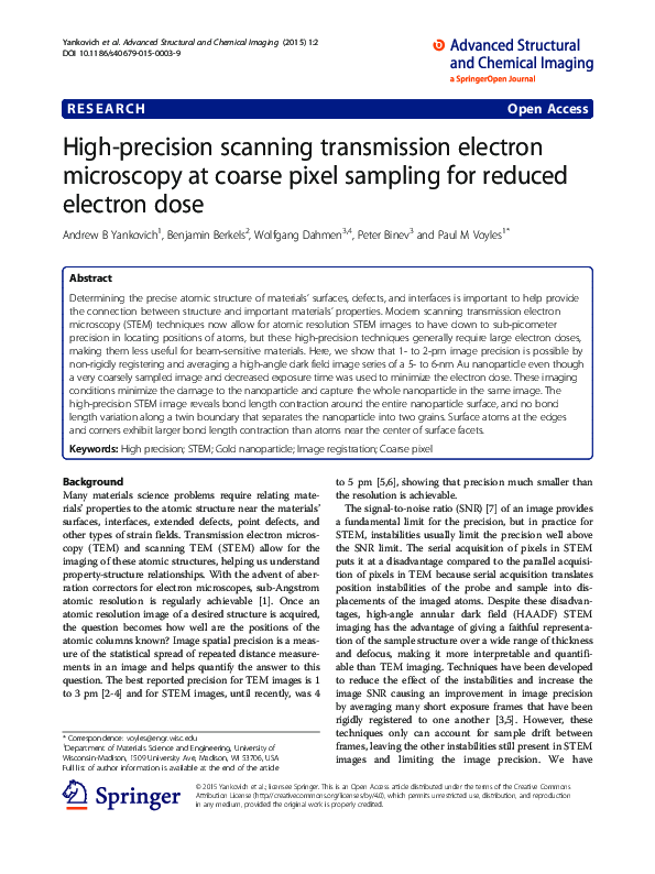 (PDF) High-precision scanning transmission electron microscopy at ...